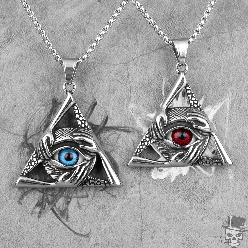 Guardian Eye Triangle Silver Color Necklaces Pendants Chain in 316L ...