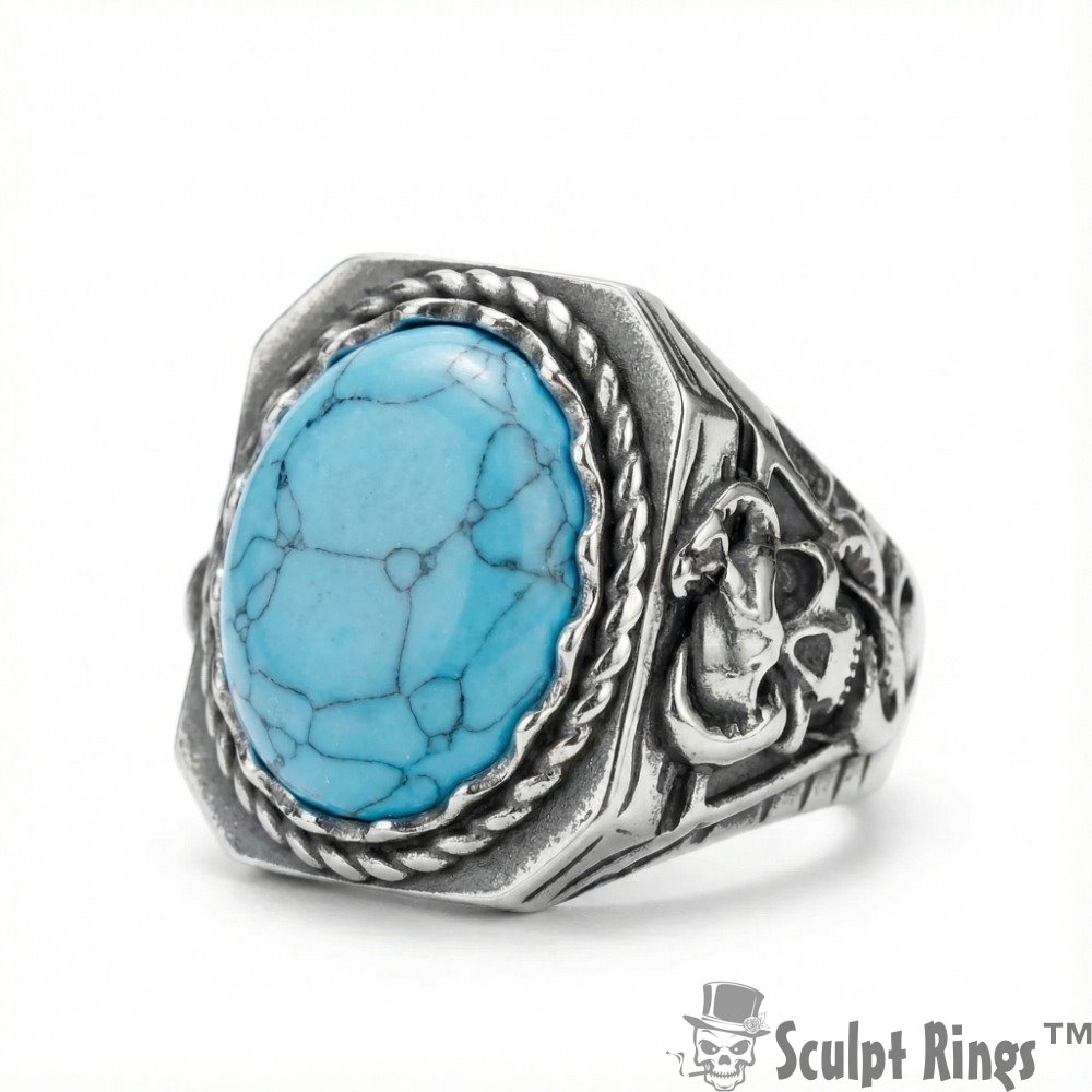 Sculpt Rings™ Skull & Snake Emblem Zircon Stone Ring | Stainless Steel ...